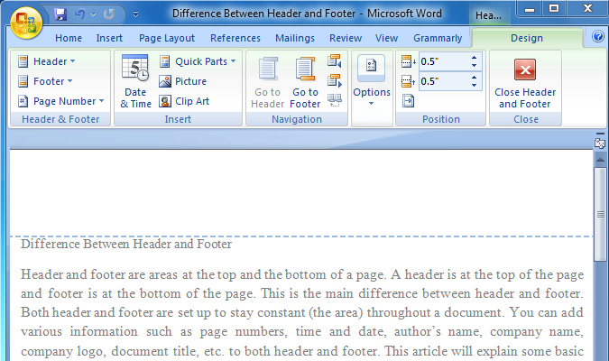 Difference Between Header And Footer Purpose How To Set Edit 
