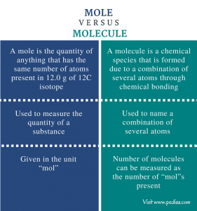 Difference Between Mole and Molecule | Definition, Applications, Examples