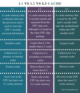 What is the Difference Between L1 L2 and L3 Cache - Pediaa.Com