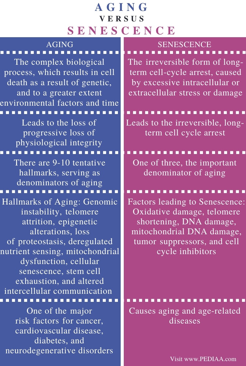 What is the Difference Between Aging and Senescence - Pediaa.Com