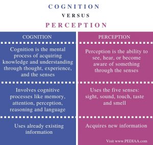 What is the Difference Between Cognition and Perception - Pediaa.Com