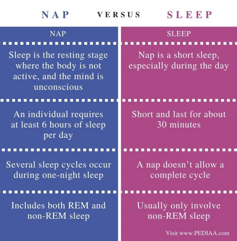 What is the Difference Between Nap and Sleep - Pediaa.Com