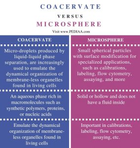 What is the Difference Between Coacervate and Microsphere - Pediaa.Com